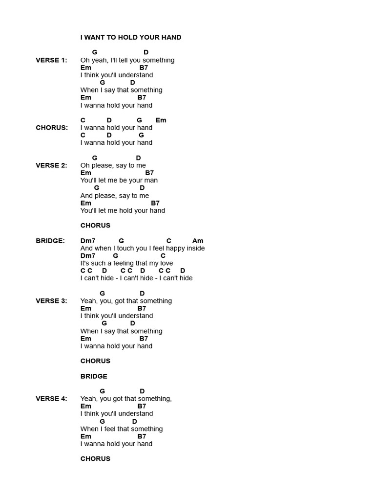 I Want To Hold Your Hand Chords | PDF