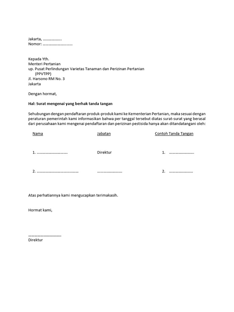 Draft Surat Pernyataan Berhak Tandatangan | PDF