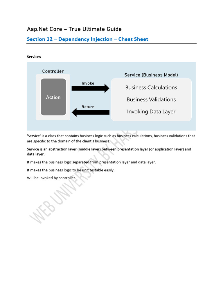 Cheat Sheet - Section 12 - Asp.Net Core | PDF | Method (Computer Programming) | Software Development