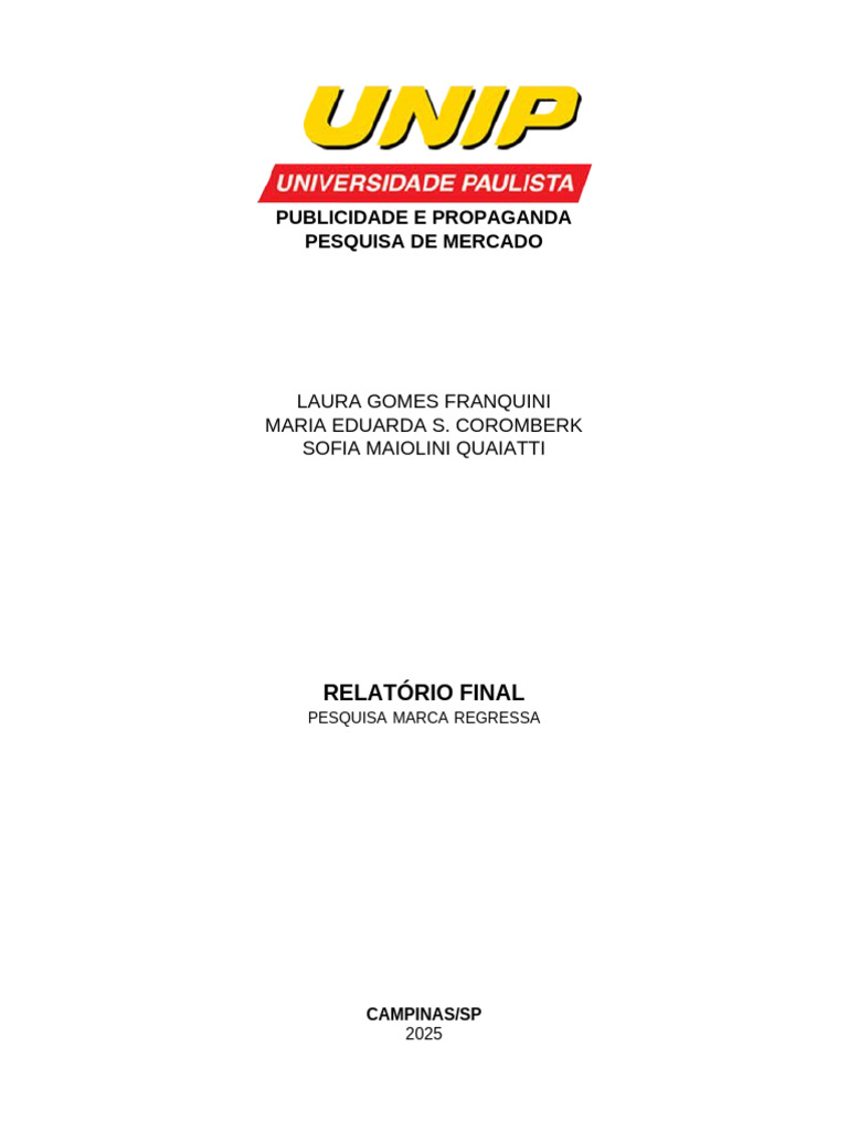 Modelo Capa Normas ABNT UNIP | PDF