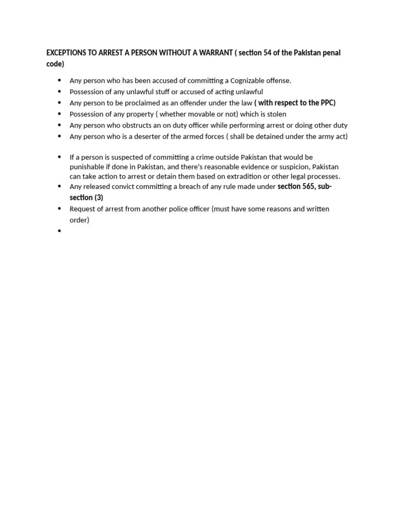 Exceptions To Arrest A Person Without A Warrant | PDF