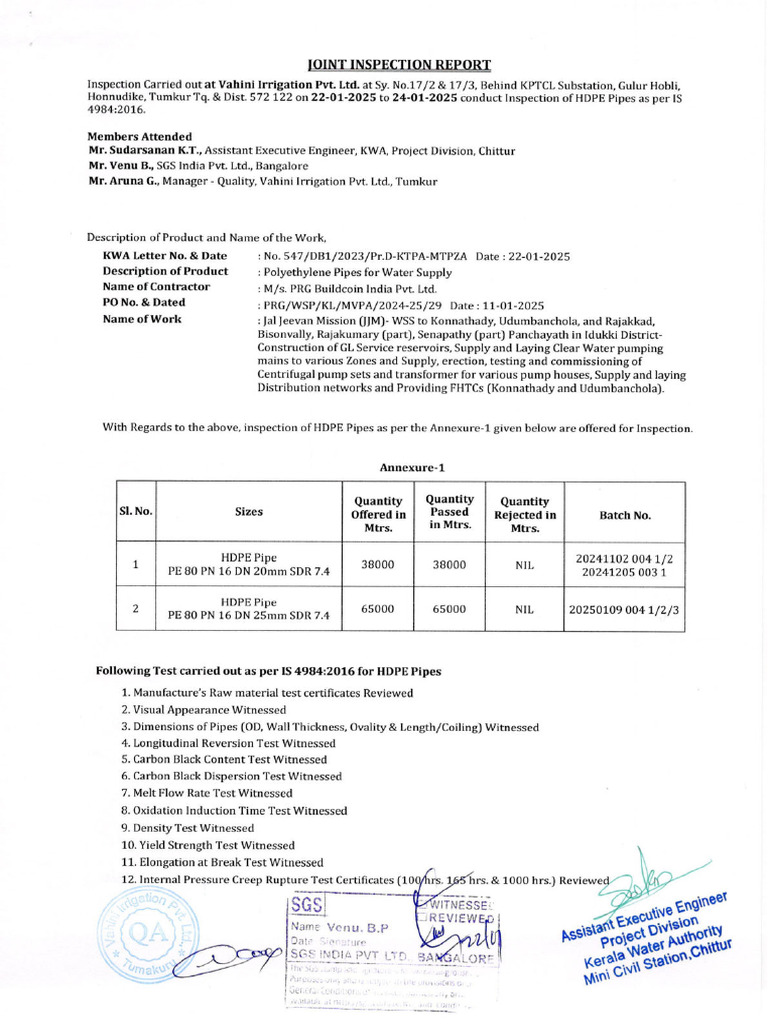 Joint Inspection Report - Konnathady | PDF
