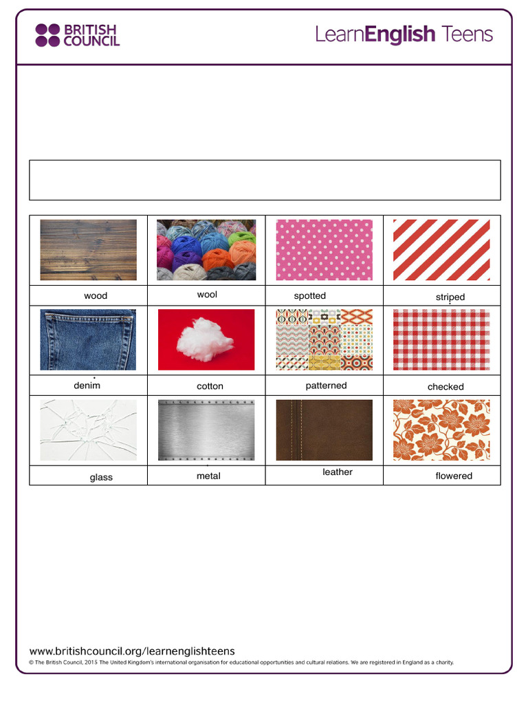 Vocabulary Exercises: Patterns & Materials | PDF