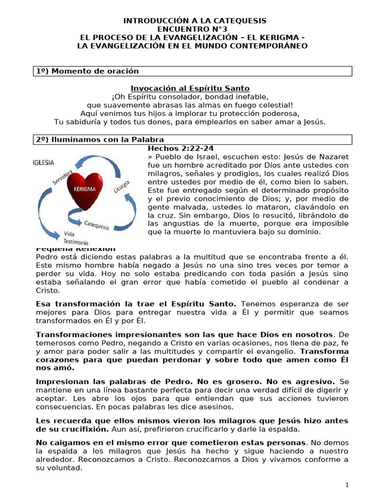 3º El Proceso de Evangelización - El Kerigma - La Evangelización en El Mundo Contemporáneo | PDF ...