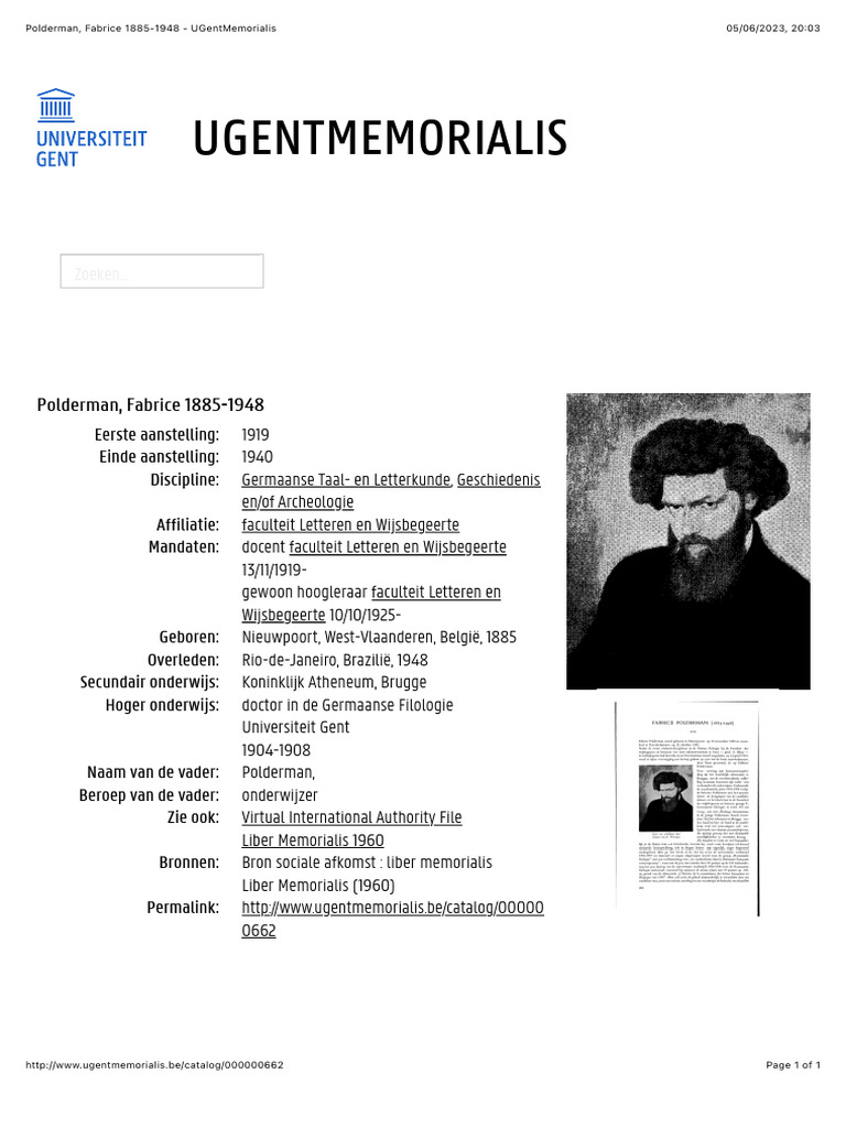 Polderman, Fabrice 1885-1948 - UGentMemorialis | PDF