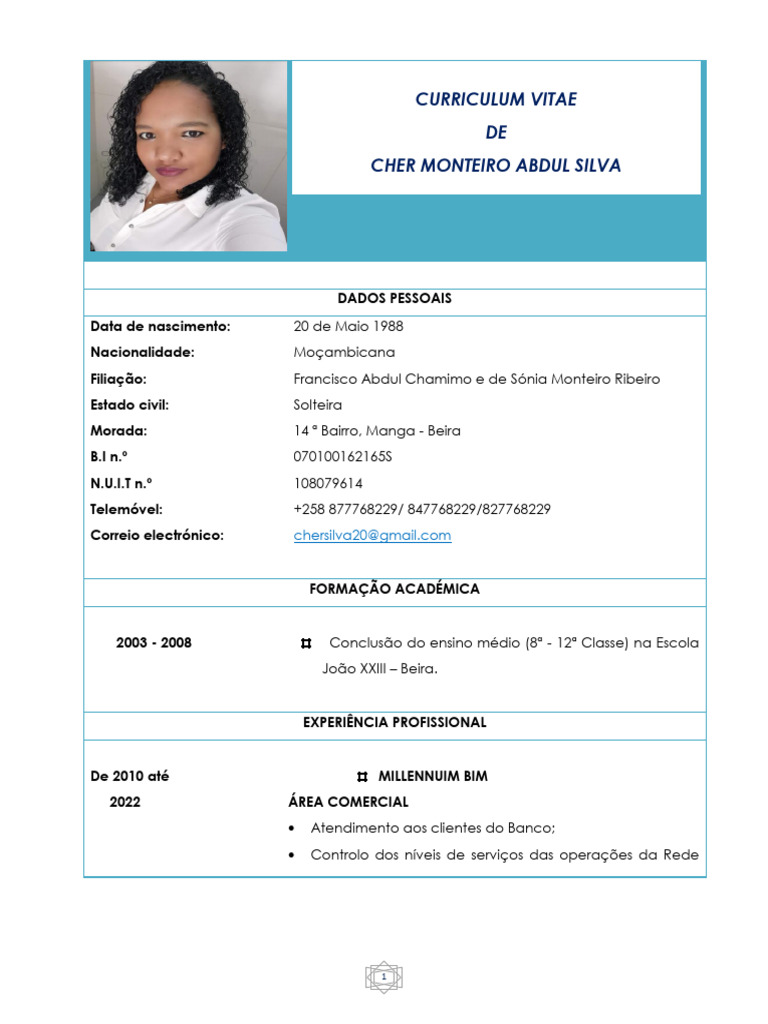 Curriculum - Vitae - Cher Monteiro Abdul Silva 2024 Final | PDF | Seguro