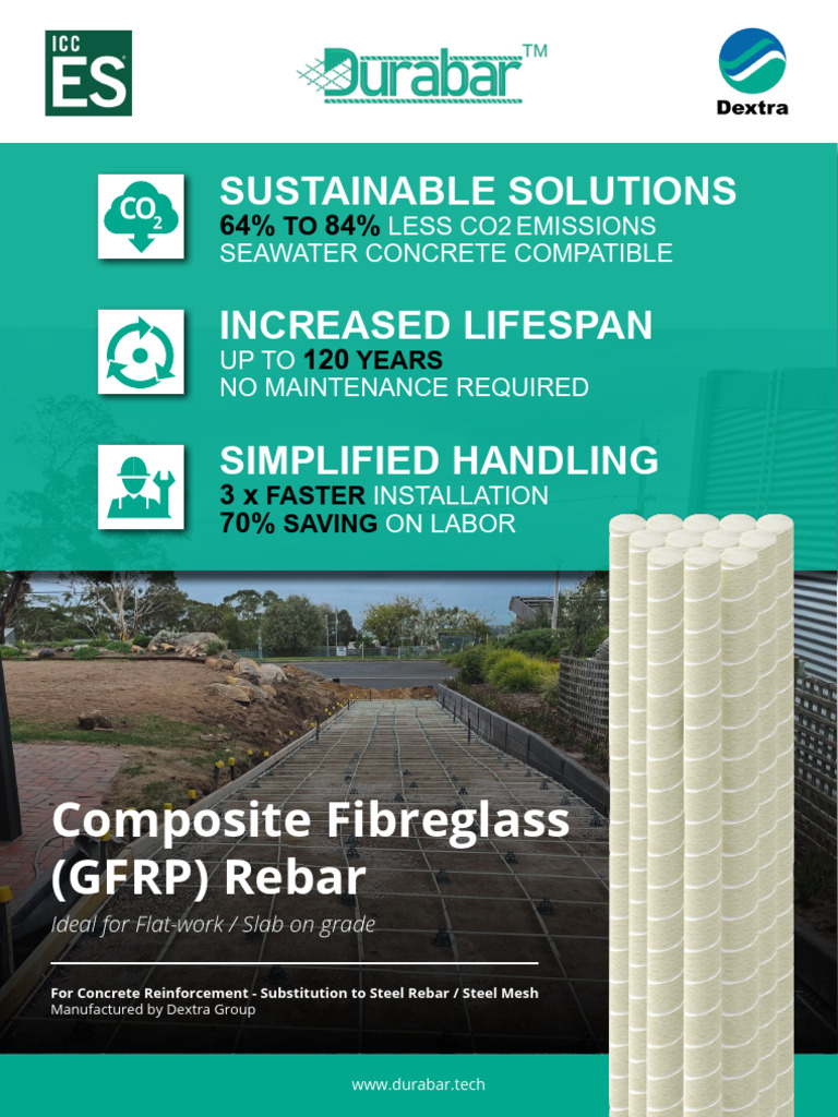 Dextra Durabar GFRP Rebar Brochure (English) | PDF | Concrete | Fiberglass