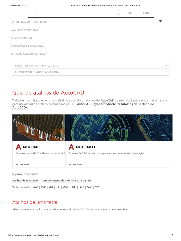 Guia de Comandos e Atalhos de Teclado Do AutoCAD - Autodesk | PDF | Auto Cad