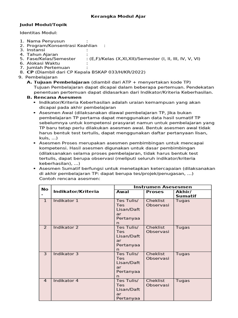 Rambu-Rambu Penyusunan Modul Ajar | PDF