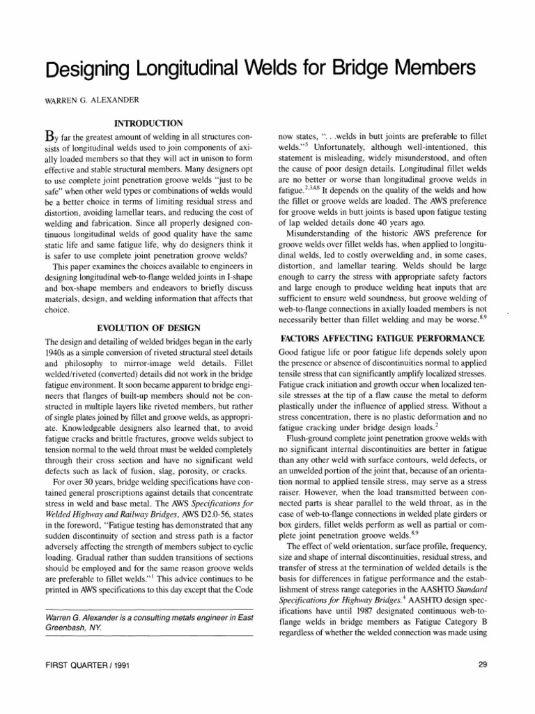 AISC Longitudnal Welds of Bridge Members | PDF | Fatigue (Material ...