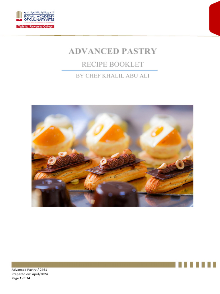 Advanced Pastry Recipes-April2024 | PDF | Cakes | Chocolate