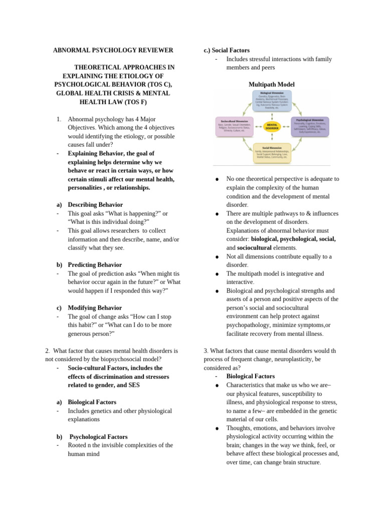 Abnormal Psychology: Etiology and Models | PDF | Mental Disorder | Anxiety