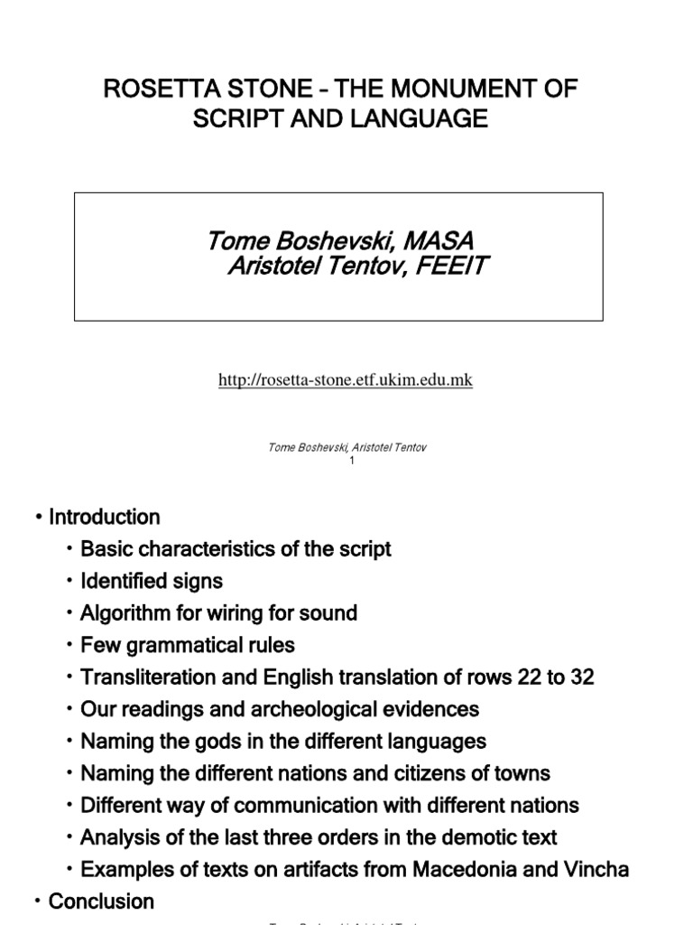 Rosetta Stone: Script and Language Analysis | PDF | Egyptian ...