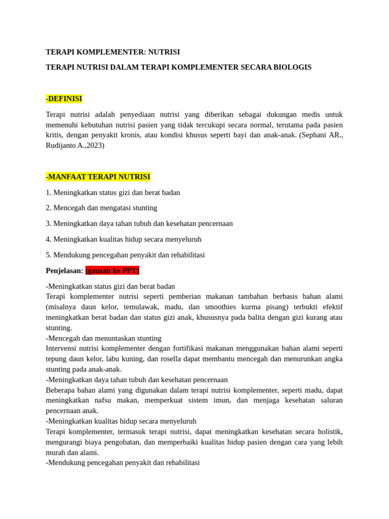 Terapi Komplementer (Nutrsi) Kel 13 | PDF