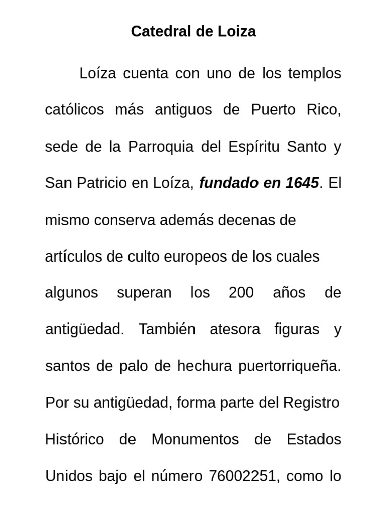 Catedral Espíritu Santo en Loíza | PDF
