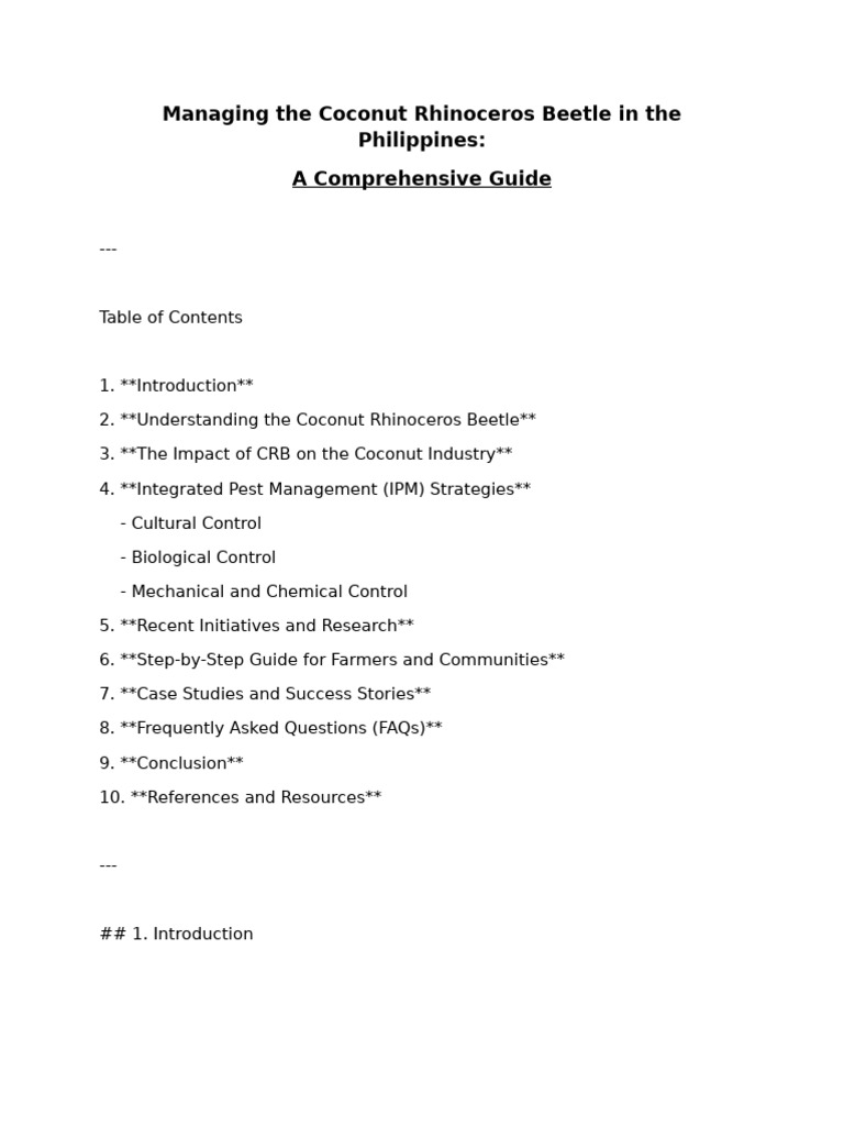 Managing The Coconut Rhinoceros Beetle in The Philippines | PDF ...
