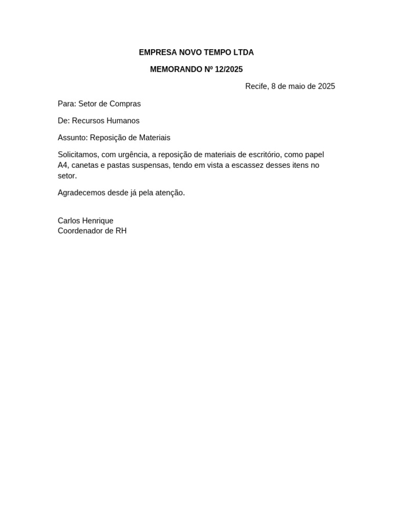 Modelo Memorando Formatado | PDF