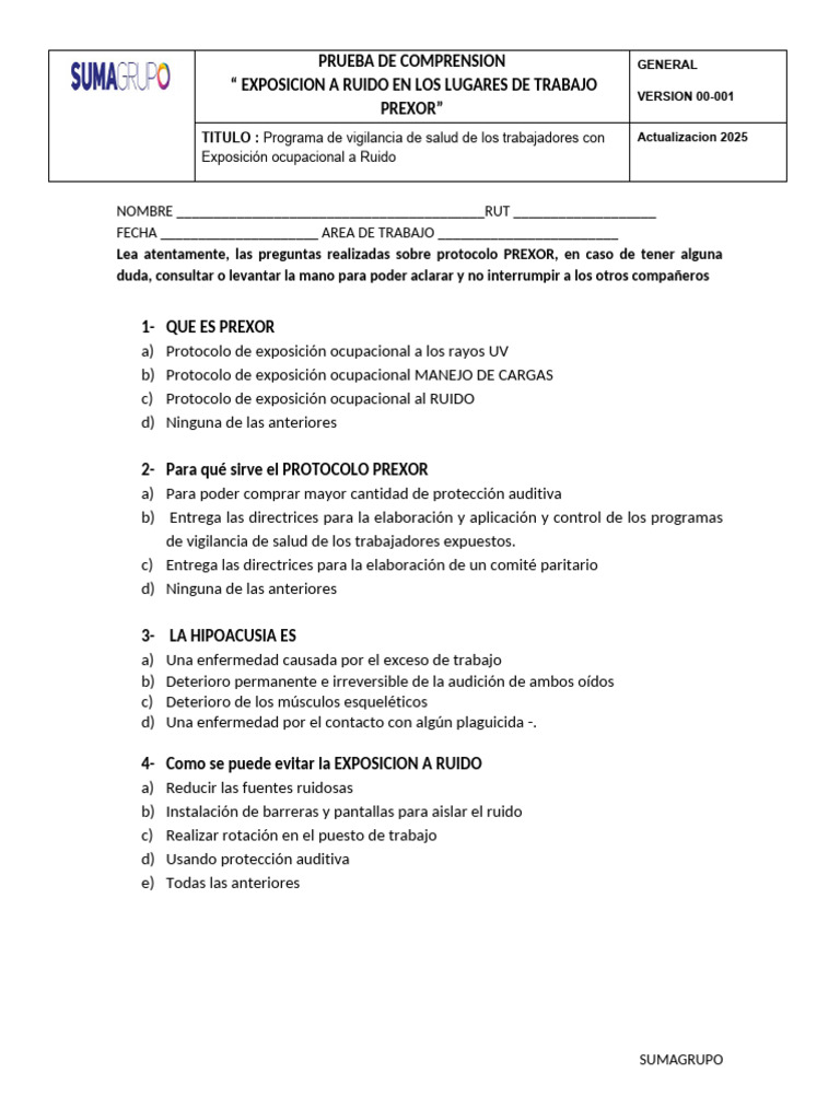Protocolo PREXOR 2025: Exposición a Ruido | PDF | ruido | Escuchando