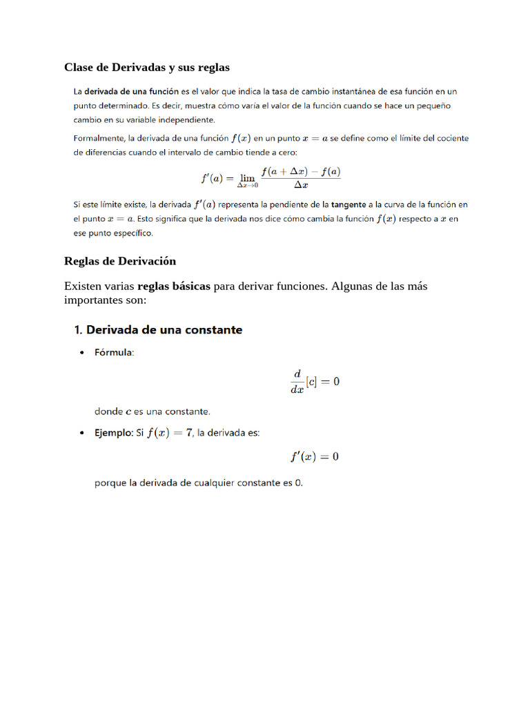 Reglas de Derivación | PDF