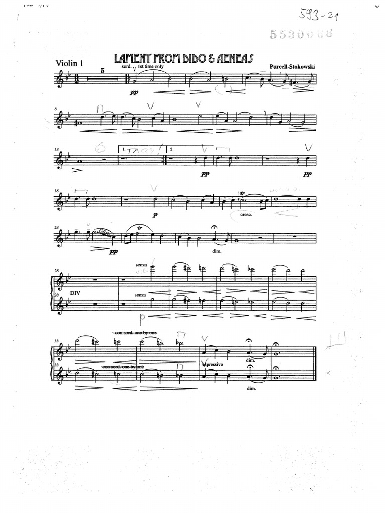 VLN 1 Purcell Lament From Dido and Aeneas | PDF