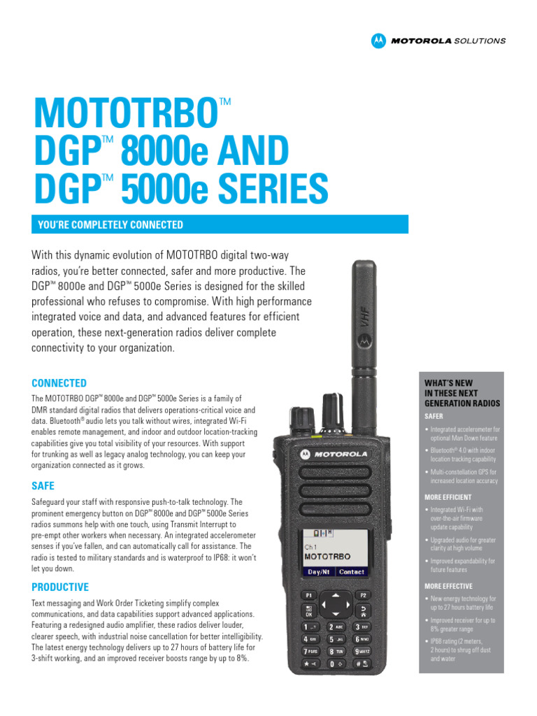 MOTOROLA DGP5050e MOTOTRBO Digital Portable Two-Way Radio | PDF | Radio ...