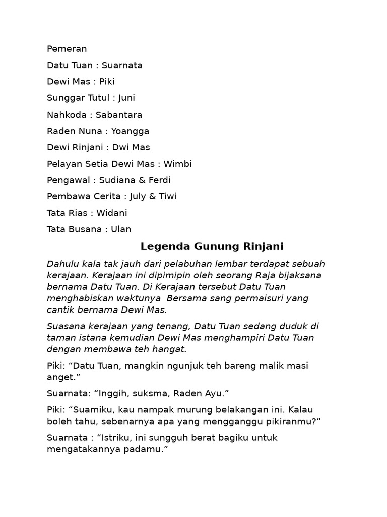 Naskah Gunung Rinjani Revisi | PDF