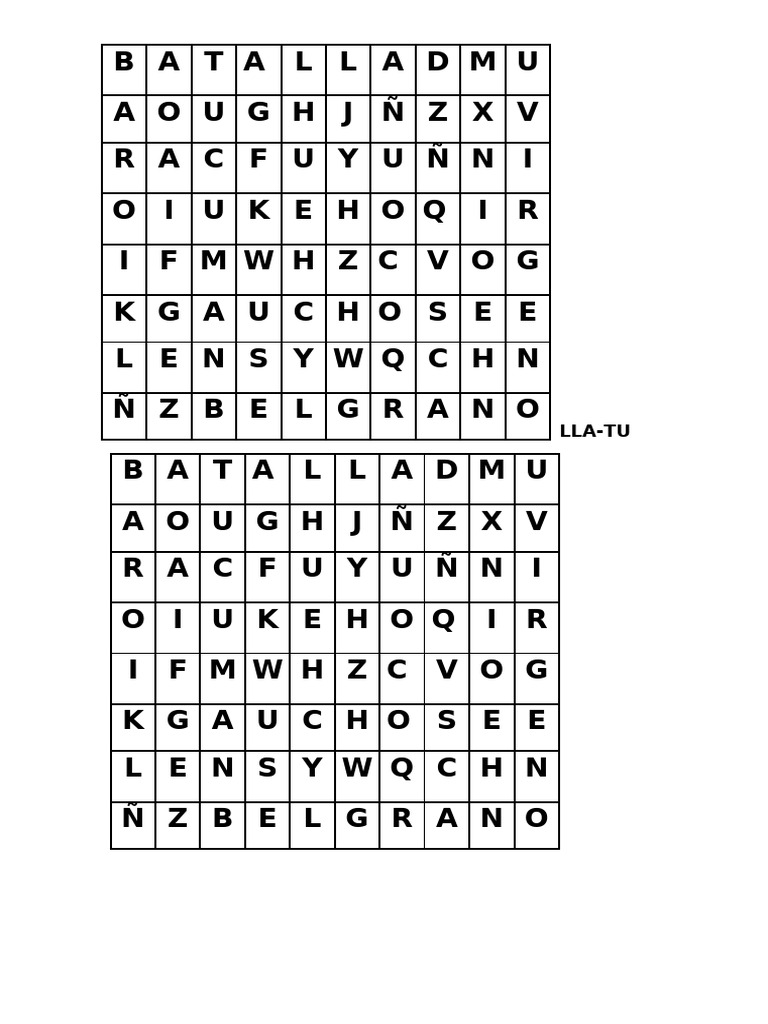 Sopa de Letras Batalla de Tucuman | PDF