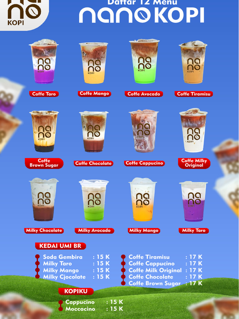 Daftar Menu Minuman Nano Kopi | PDF