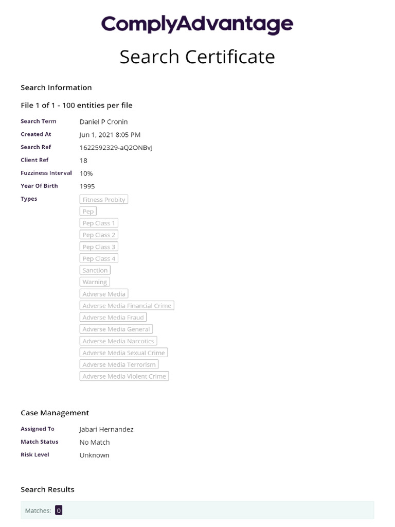 Search - Certificate - Daniel P Cronin | PDF