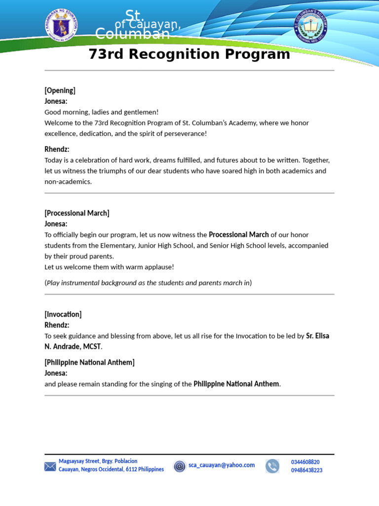 73rd Recognition Program | PDF