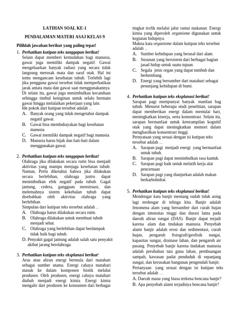 LATIHAN SOAL PENDALAMAN MATERI ASAJ 2025 | PDF