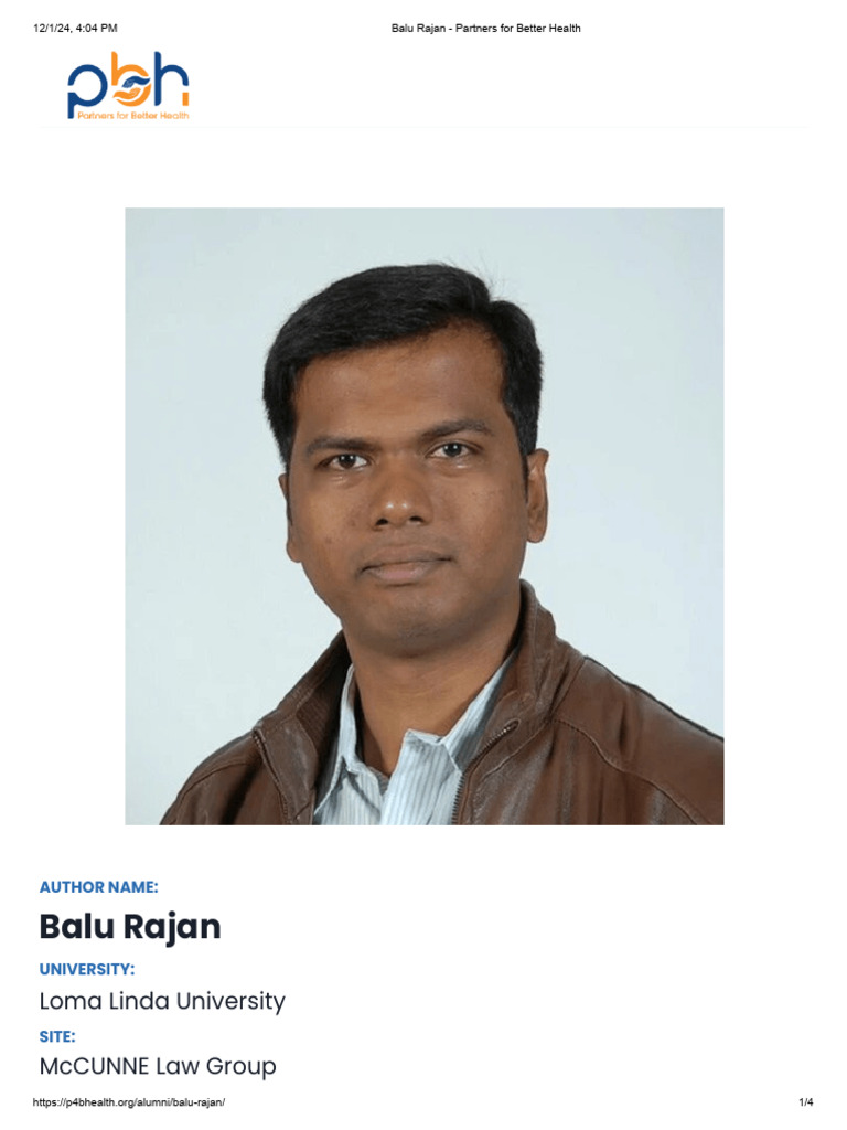 Balu Rajan - Partners For Better Health | PDF