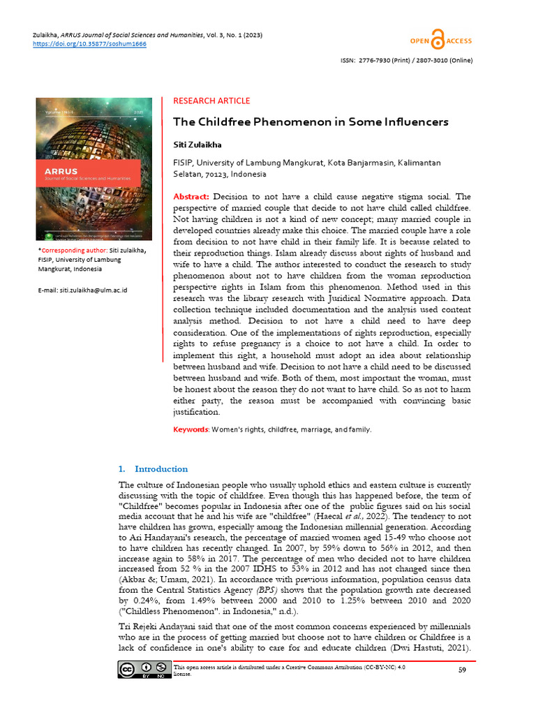 The Childfree Phenomenon in Some Influencers | PDF | Marriage | Stereotypes