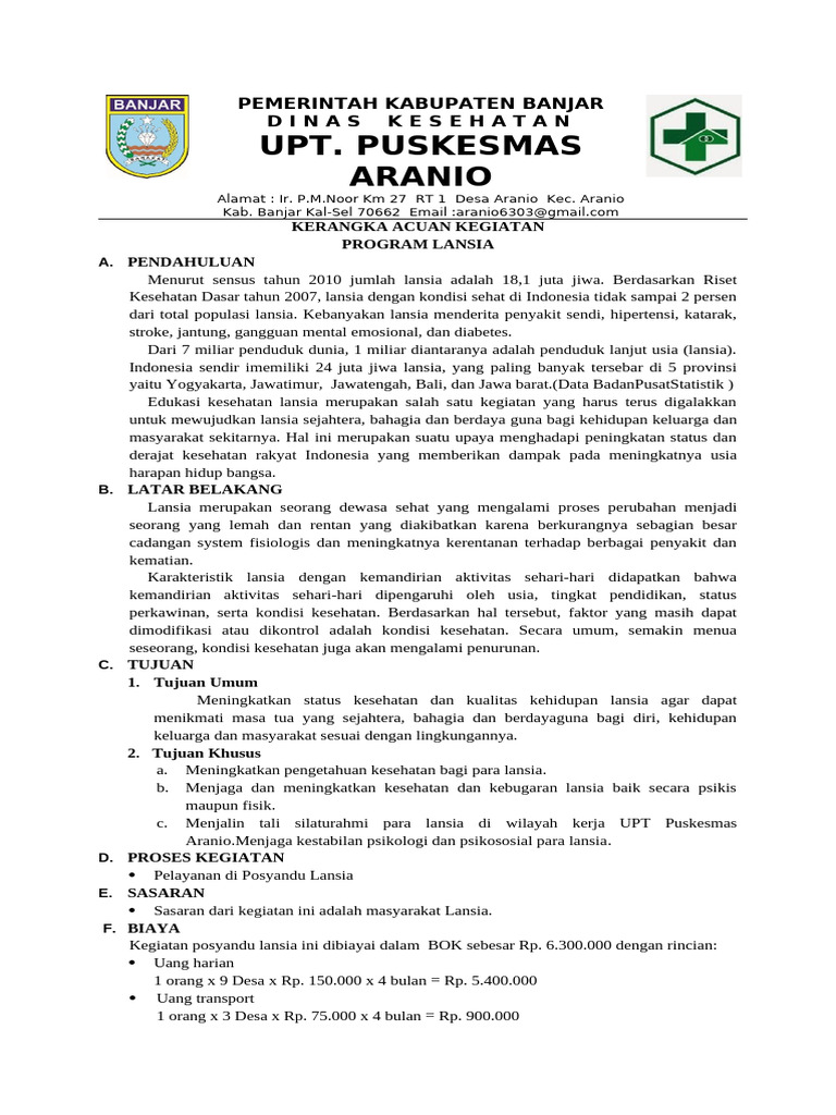 KAK Posyandu Lansia 2024 | PDF