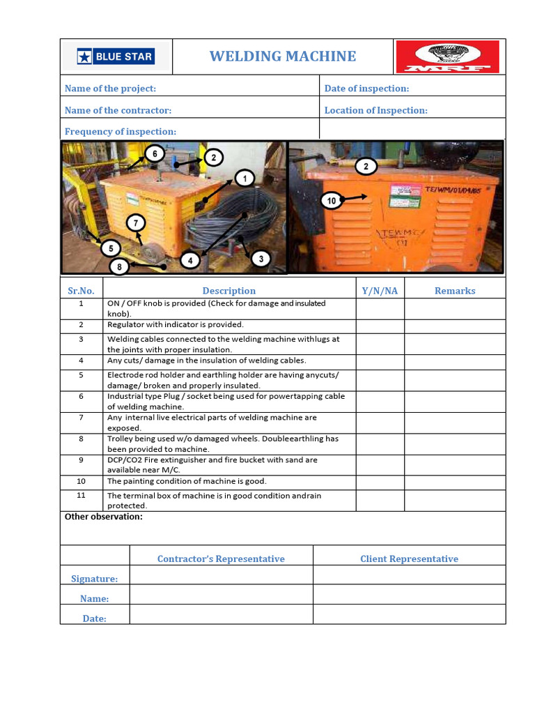 Welding Machine Checklist | PDF