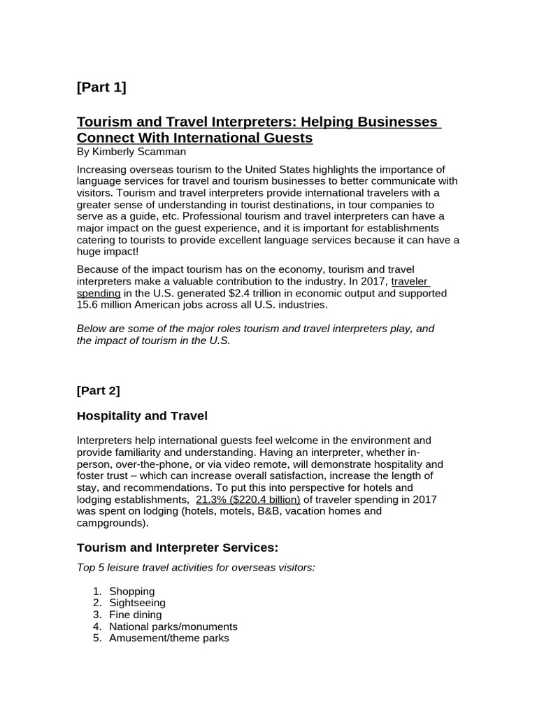 Tourism and Travel Interpreters | PDF | Tourism | Service Industries