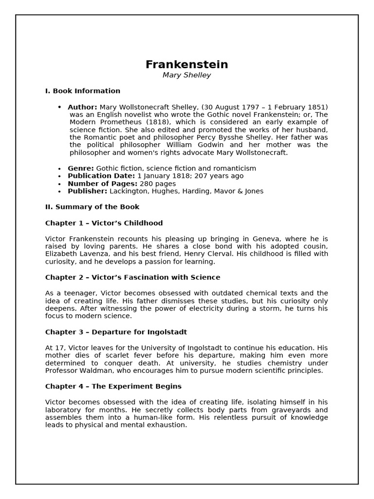 BOOK-REVIEW-Final Frankenstein | PDF | Frankenstein