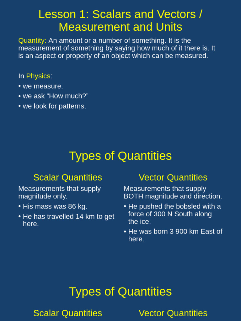 L1 Scalars and Vectors Measurement and Units | PDF | Euclidean Vector | Force