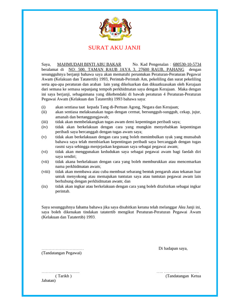 F) SURAT AKU JANJI | PDF
