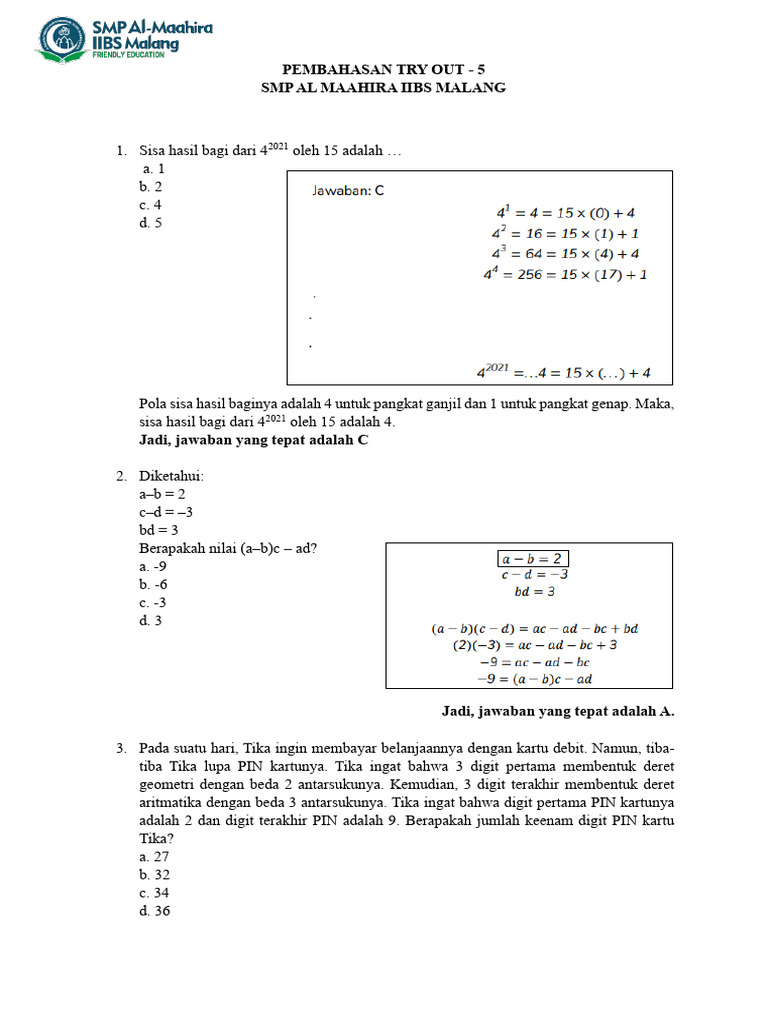 Pembahasan Try Out - 5 | PDF