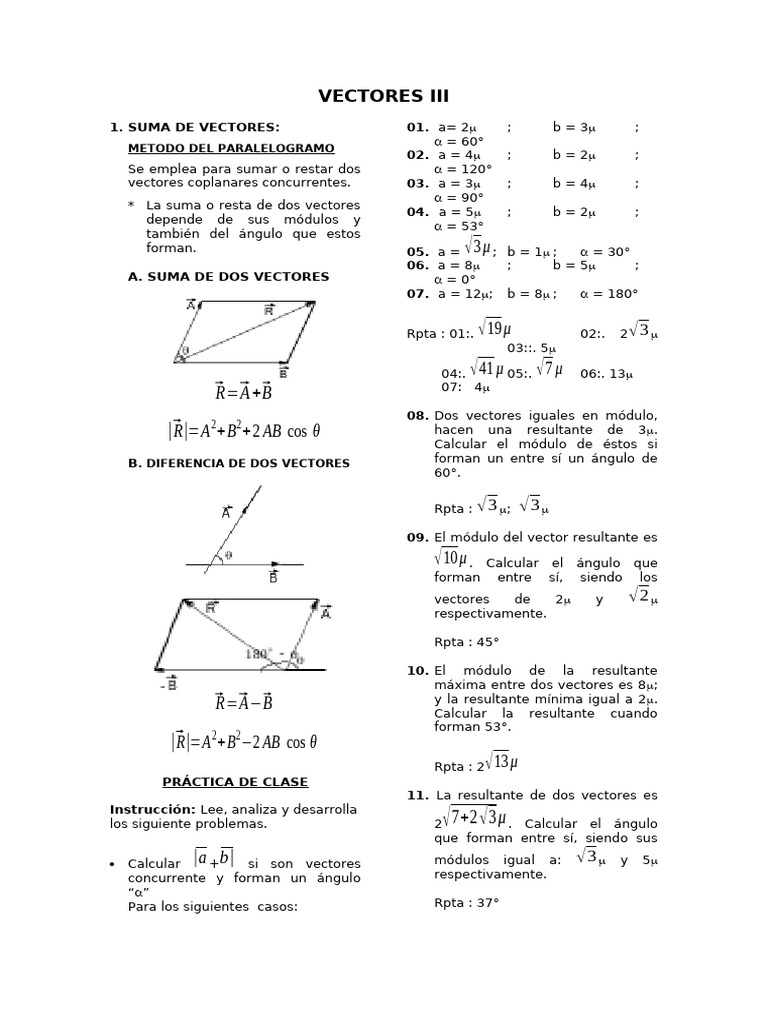 VECTORES 003 - (Metodo de Paralelog) JRMS 2025 | PDF | Vector ...