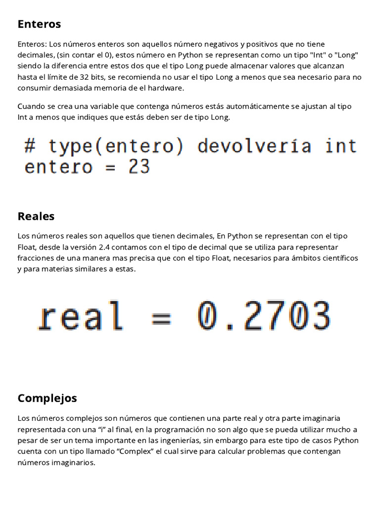 Tipos Básicos | PDF | Poco | Python (lenguaje de programación)