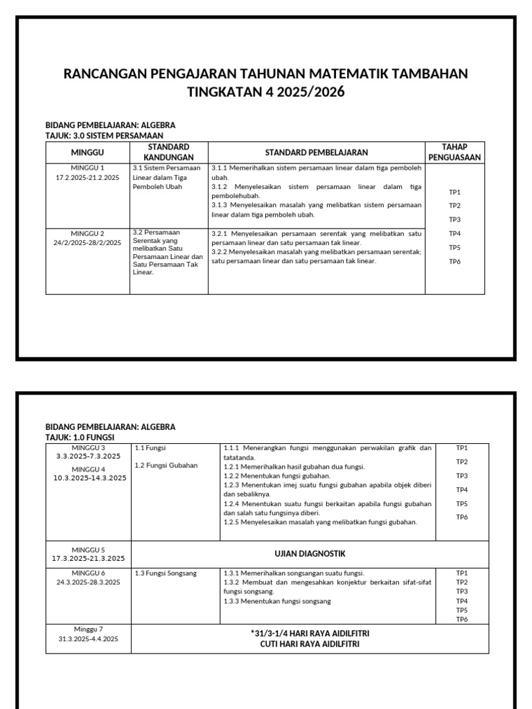 RPT MT T4 2025 - 26 | PDF