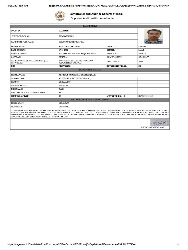 Revised RA Examination Form | PDF