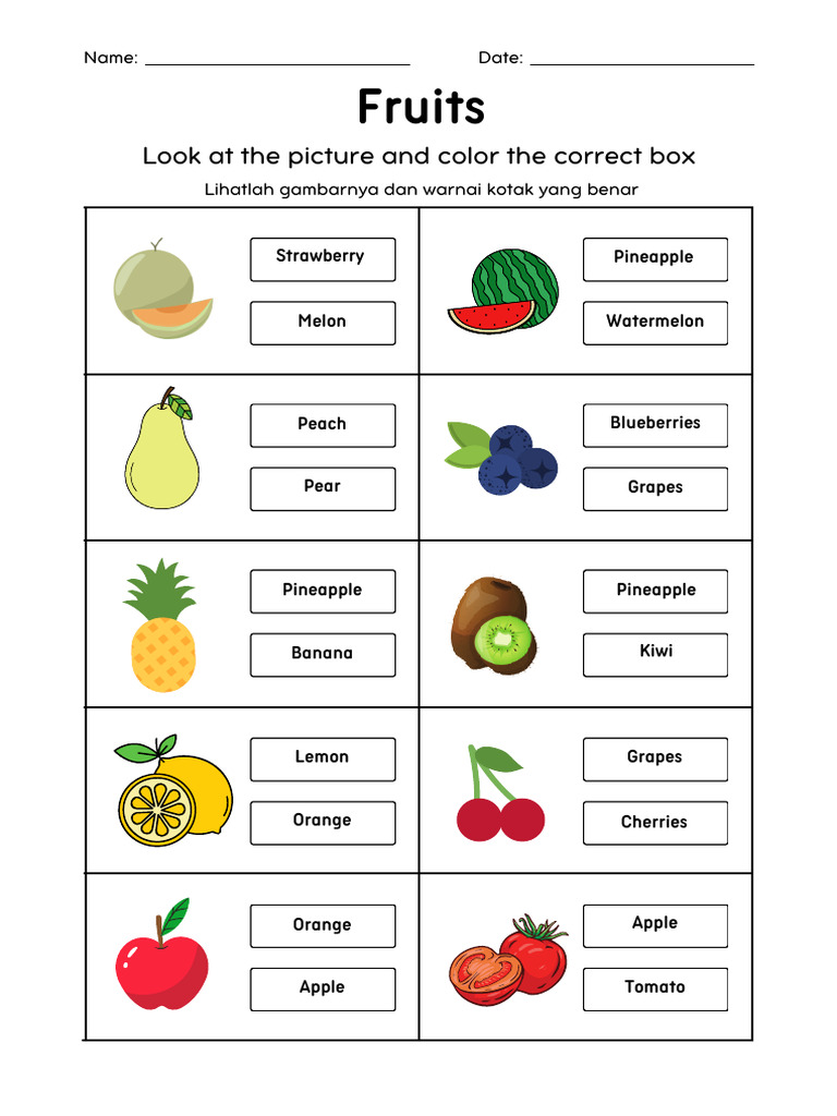 White Colorful Fruits Vocabulary Worksheet - 20250511 - 180316 - 0000 | PDF