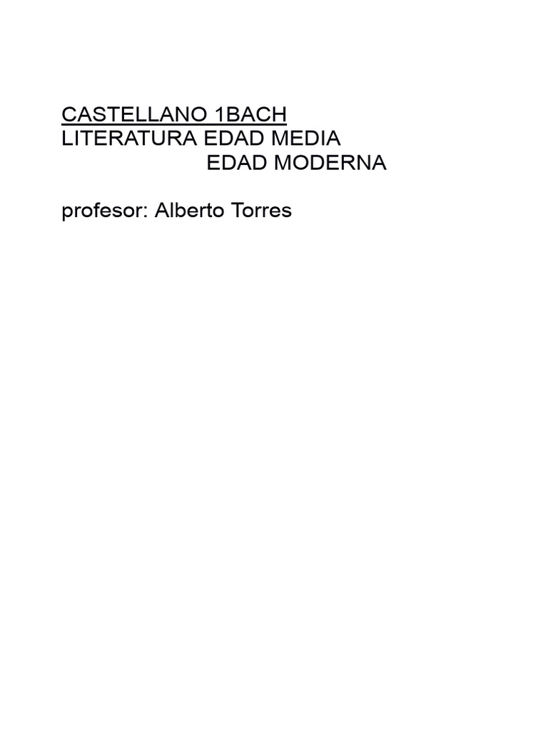 Hâº Literatura Castellano 1bach | PDF