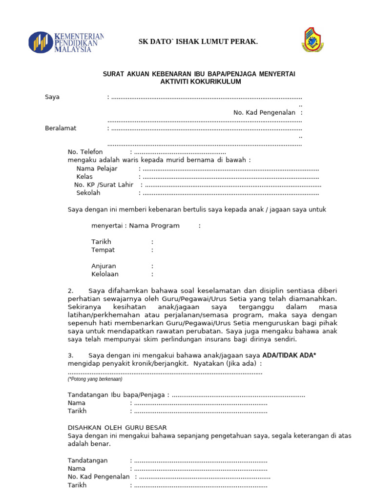 Borang Kebenaran Terbaru | PDF