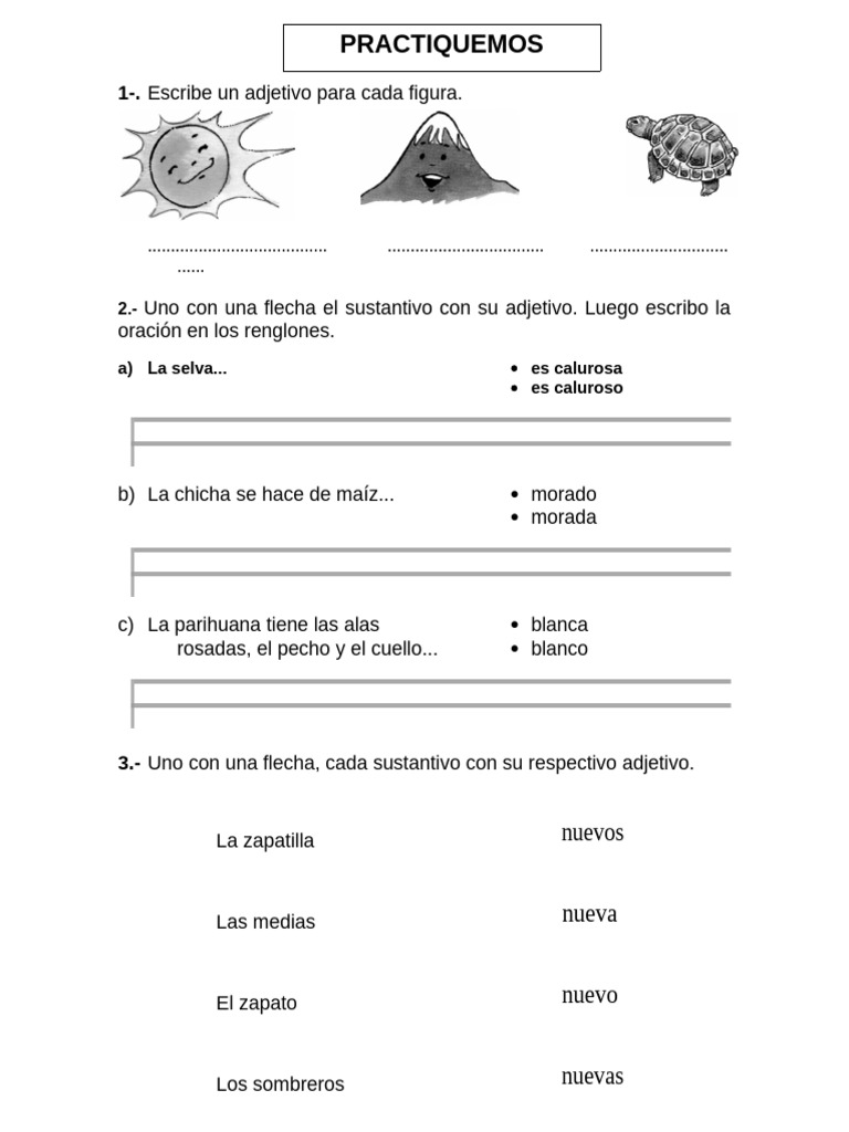Practica de Adjetivo | PDF