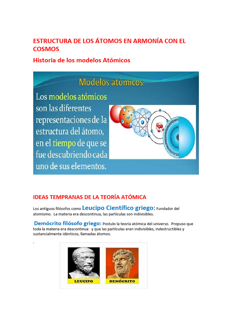 Evolución de los Modelos Atómicos | PDF | Átomos | Núcleo atómico