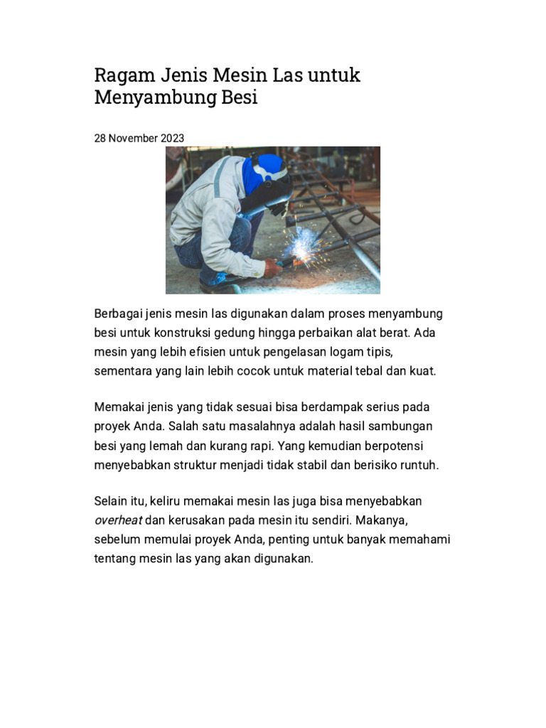 Jenis Mesin Las untuk Konstruksi Besi | PDF